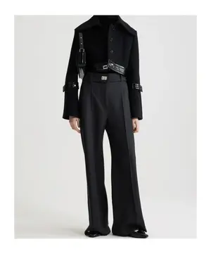 PATOU Cropped Wool Jacket With Patent Trim