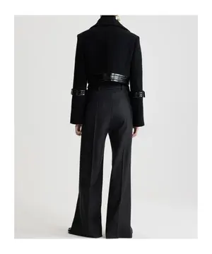 PATOU Cropped Wool Jacket With Patent Trim