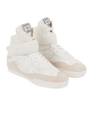 Chloé High-top Lace-up And Velcro Sneakers - Cloud Cream
