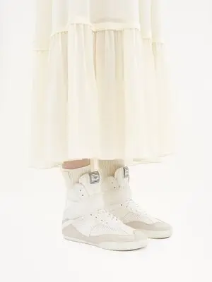 Chloé High-top Lace-up And Velcro Sneakers - Cloud Cream