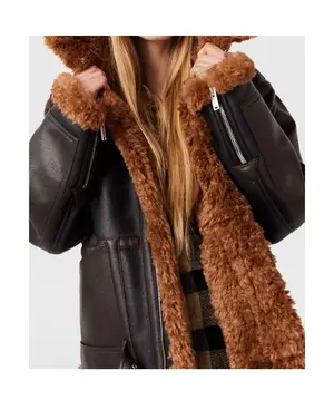 Stella McCartney Plush Teddy Paneled Biker Jacket