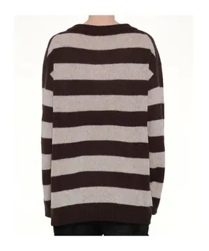 We11Done Striped Jumper With Heart Detail - Brown