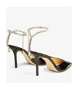 JIMMY CHOO Saeda 85 Crystal Embellished Pointed Toe Stiletto Pumps - Nude