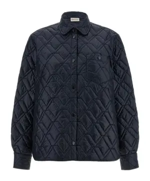 Moncler Logo Patch Quilted Overshirt - Midnight Blue