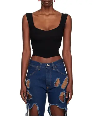 VIVIENNE WESTWOOD Orb Embroidered Ribbed Top