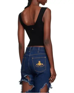 VIVIENNE WESTWOOD Orb Embroidered Ribbed Top
