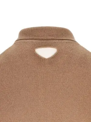 Prada Half-zip Knitted Polo Jumper - Camel Brown