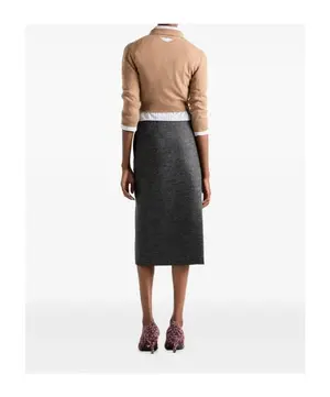 Prada Half-zip Knitted Polo Jumper - Camel Brown