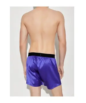 TOM FORD Logo-waistband Silk Boxers - Blue