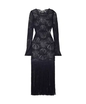 Stella McCartney Fraser Crocheted Dress With Tassels - Black