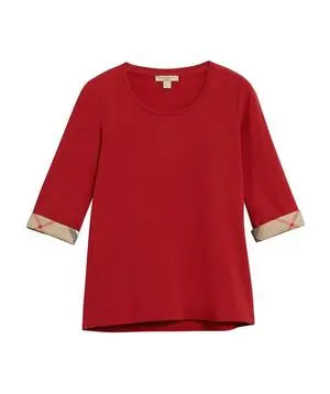 Burberry Check Cuff Round Neck T-shirt