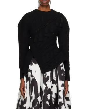 Alexander McQueen Asymmetrical Knitted Crewneck Jumper