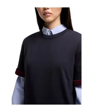Moncler Logo Patch Crewneck T-shirt - Navy Blue