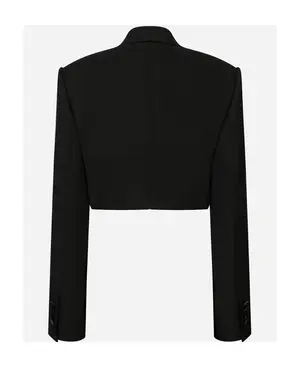 Dolce & Gabbana Cropped Tuxedo Jacket With Pointed Collar - Black