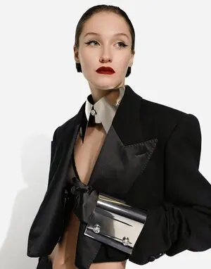 Dolce & Gabbana Cropped Tuxedo Jacket With Pointed Collar - Black