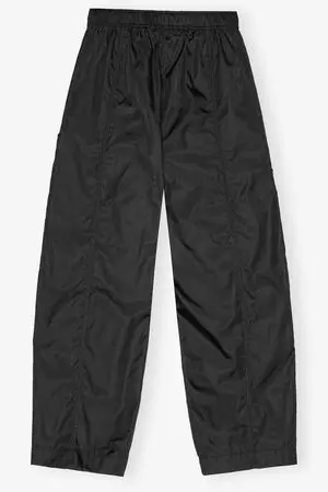 GANNI Elasticated Drawstring Waistband Trousers - Black
