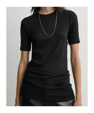 TOTEME Round Neck Short Sleeve T-shirt - Black
