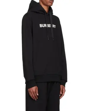 Burberry Logo Print Drawstring Hoodie - Black
