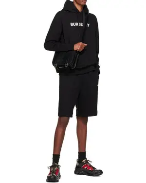 Burberry Logo Print Drawstring Hoodie - Black