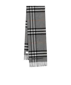 Burberry Contrast Check Fringed Scarf - Gray