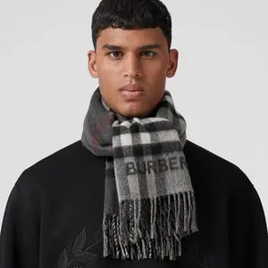 Burberry Contrast Check Fringed Scarf