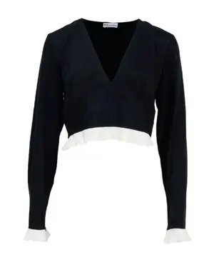 Red Valentino V-neck Blouse With Ruffled Detailing