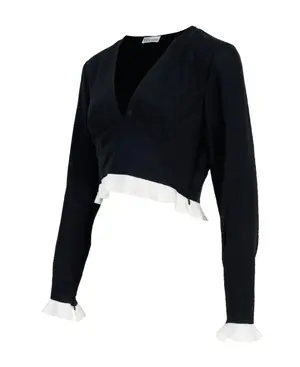 Red Valentino V-neck Blouse With Ruffled Detailing