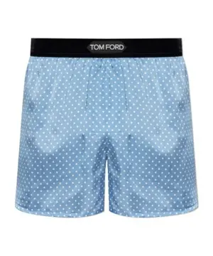 TOM FORD Polka-dot Pattern Silk Boxers - Blue