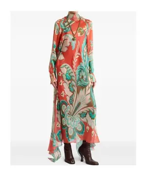 Etro Silk Midi Dress With Drapes