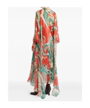 Etro Silk Midi Dress With Drapes