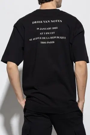 Dries Van Noten Logo Printed Crewneck T-shirt - Black