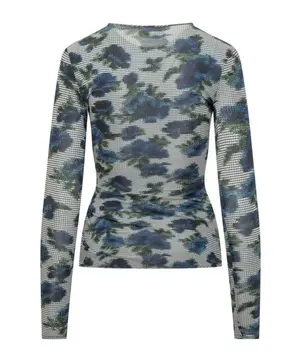 Coperni Floral Print Slim-fit Top With Side Pleats