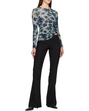 Coperni Floral Print Slim-fit Top With Side Pleats