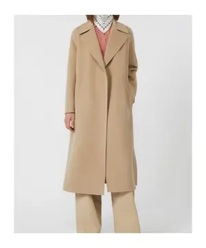 Max Mara Long Sleeve Belted Coat - Brown
