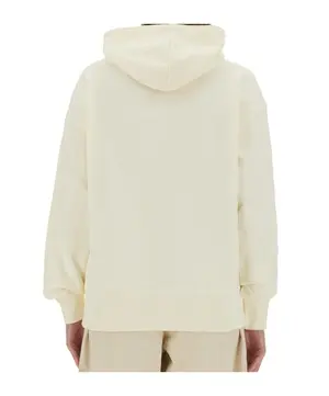 MSGM Brushed Logo Hooded Sweatshirt - White