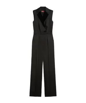 Max Mara Sleeveless Lapel Jumpsuit - Black