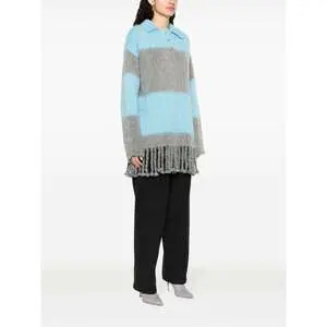 Etro Brushed Effect Fringed Edge Sweater Mini Dress - Gray
