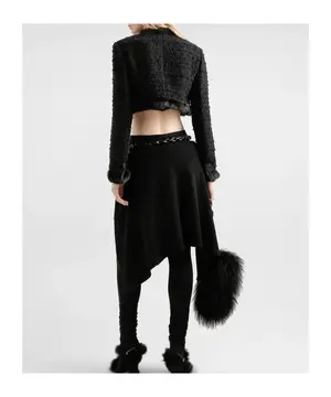 Dolce & Gabbana Cropped Jacket With Fur Trim