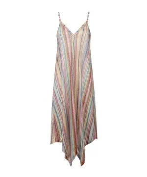 Missoni Spaghetti Strap V-neck Dress With Multicolored Stripes - Multicolor