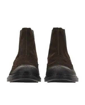 Hogan Round-toe Suede Chelsea Boots With Wingtip Detailing