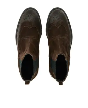 Hogan Round-toe Suede Chelsea Boots With Wingtip Detailing