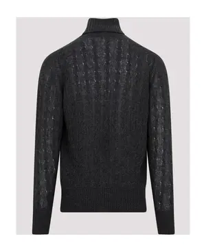 Etro Logo Embroidered Cable Knit Roll-neck Jumper