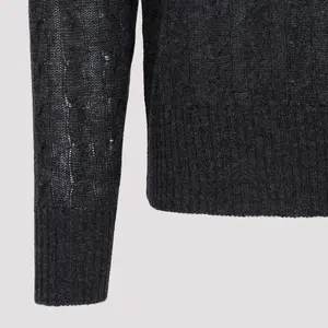 Etro Logo Embroidered Cable Knit Roll-neck Jumper