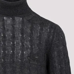 Etro Logo Embroidered Cable Knit Roll-neck Jumper