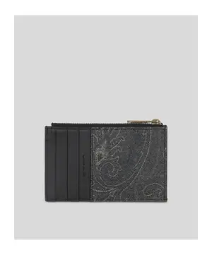 Etro Paisley Logo Embossed Wallet - Black