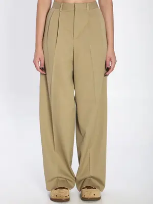 Celine Pleated Trousers In Cotton And Wool Gabardine