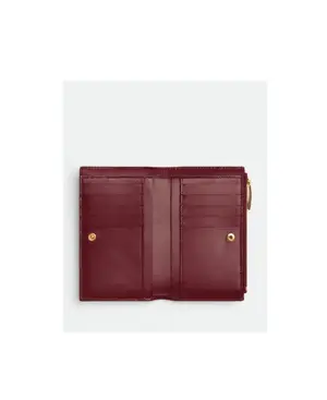 Bottega Veneta Intrecciato Bi-fold Leather Wallet - Red