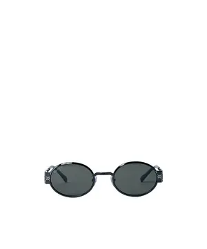 Gucci Oval Frame Sunglasses With Logo Detail - Black