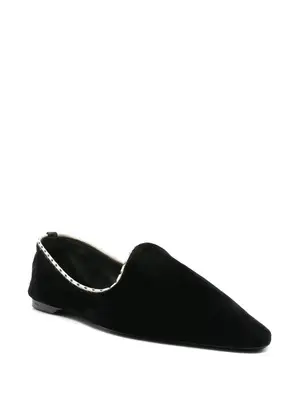 TOTEME Velvet Pointed Toe Flats - Black