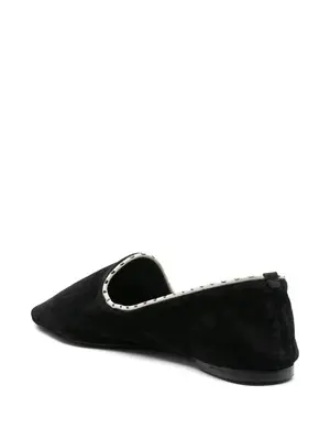 TOTEME Velvet Pointed Toe Flats - Black